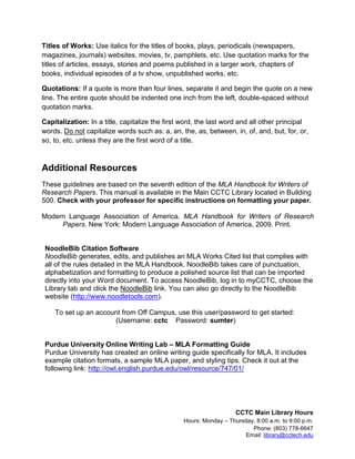 MLA Format Guidelines | PDF