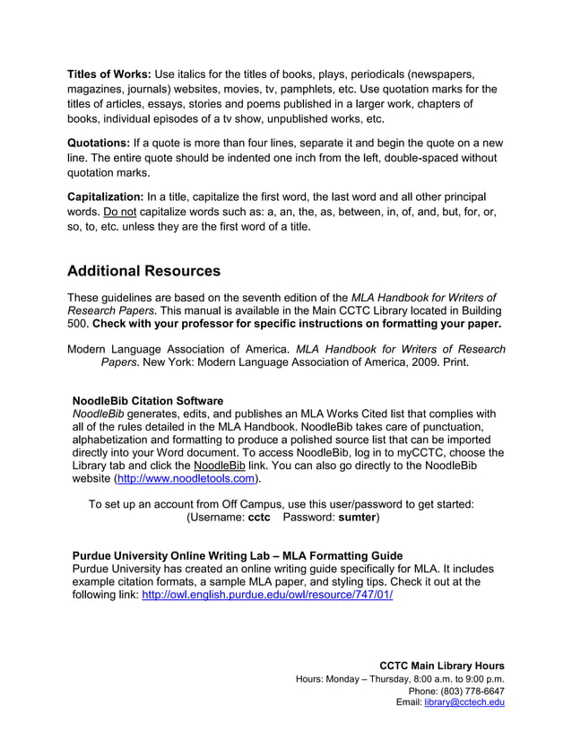 MLA Format Guidelines | PDF