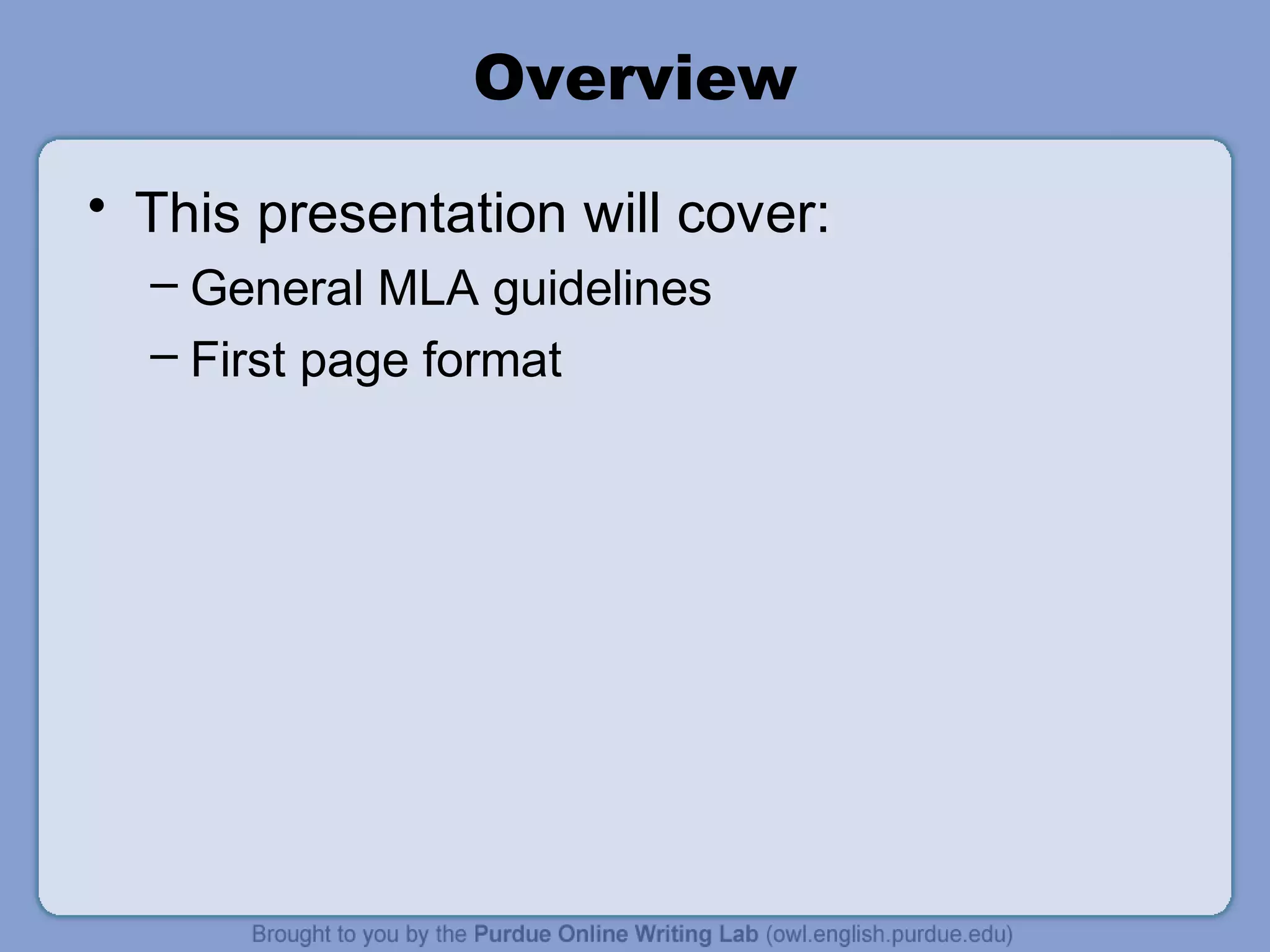 Mla format purdue | PPT