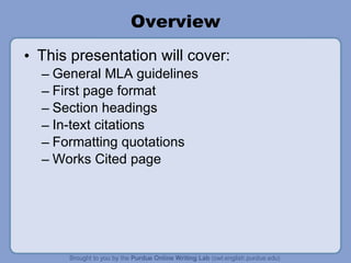 Mla format ppt | PPT