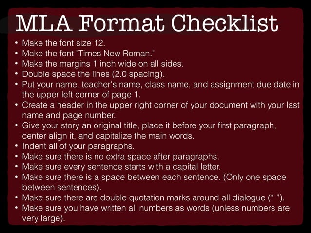 MLA Formatting Slides | PPT
