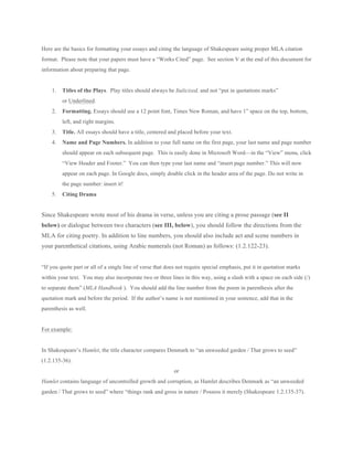 Mla formatting shakespeare | PDF