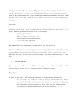 Mla formatting shakespeare | PDF