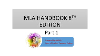 Mla handbook 8 th edition | PPT