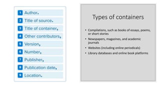 MLA Handbook 8th edition: Overview | PPTX