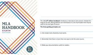 MLA Handbook 8th edition: Overview | PPTX