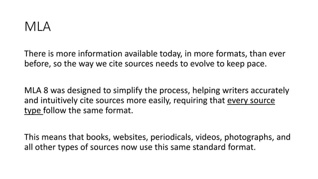 MLA Handbook 8th edition: Overview | PPTX
