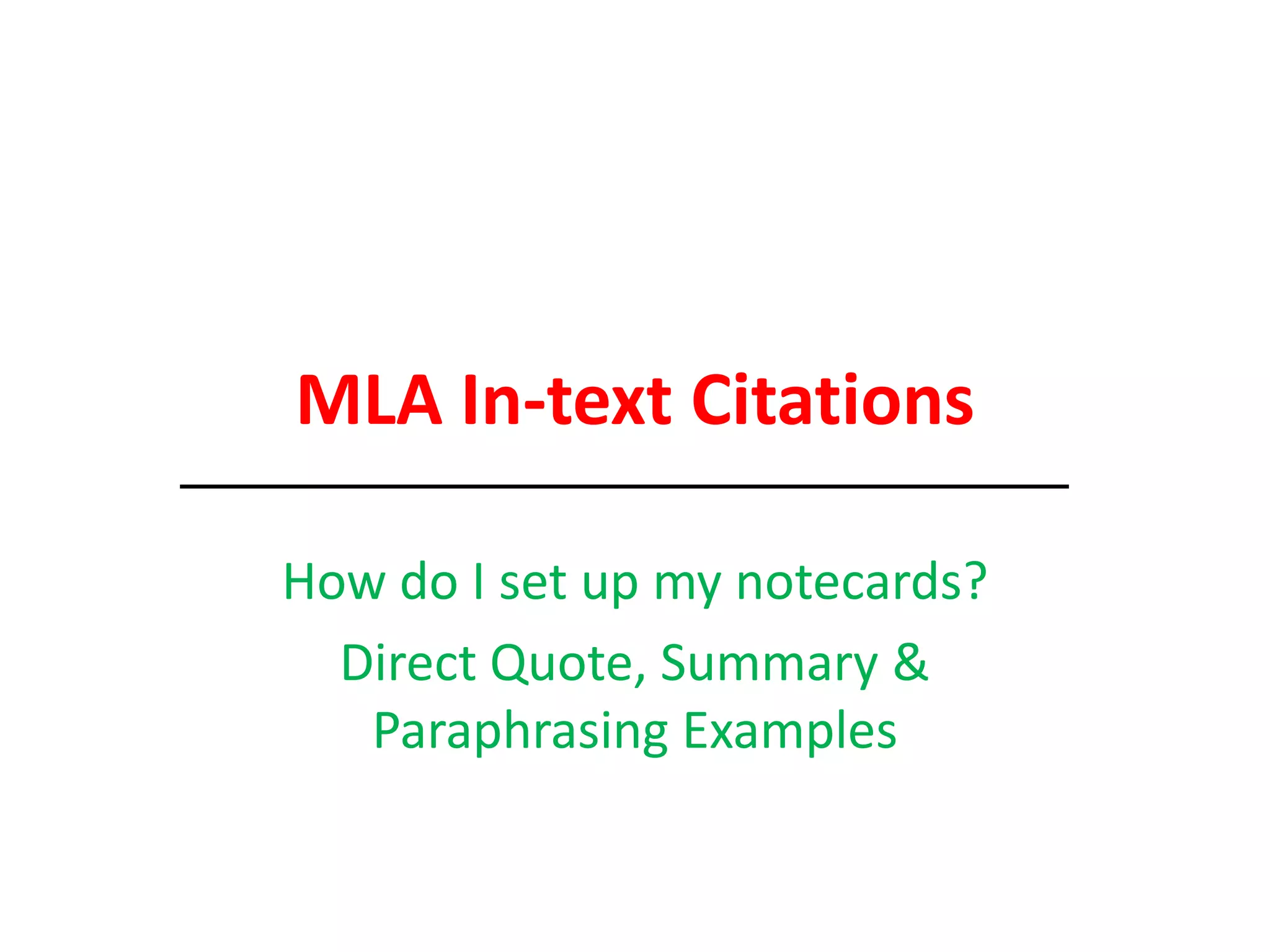 MLA In-text Citation | PPT