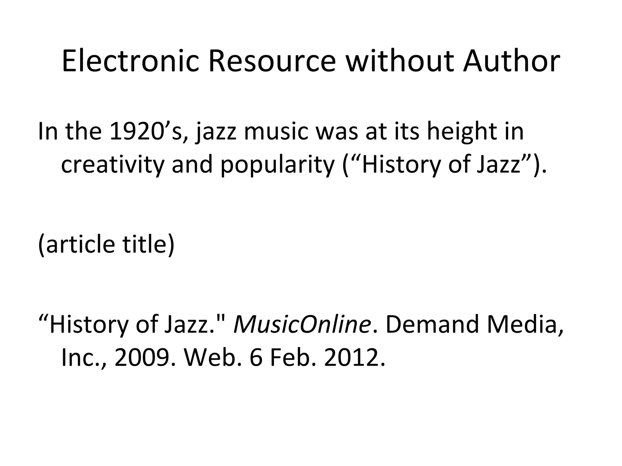 Mla in text citations | PPT