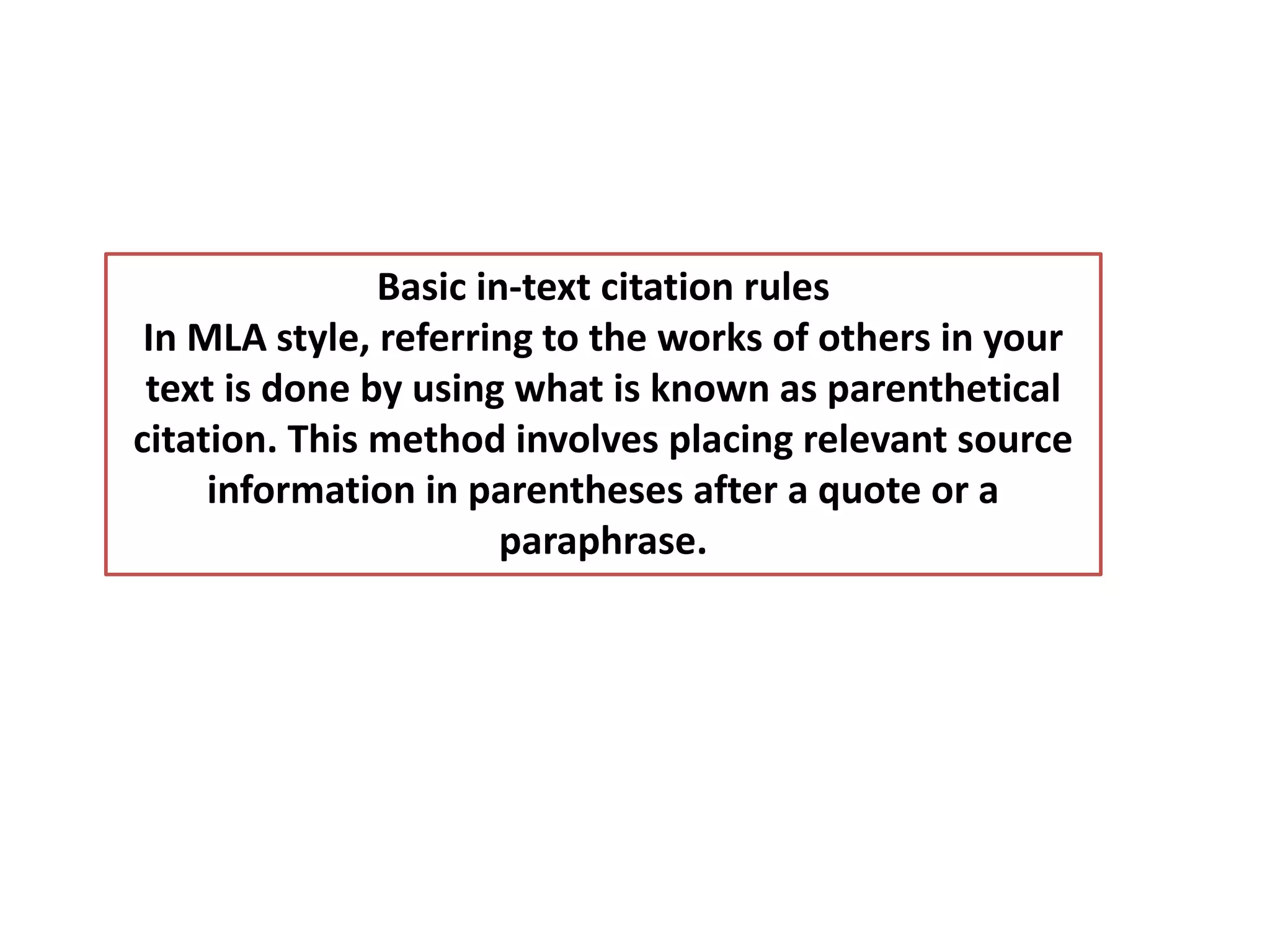 Mla intext citations | PPT