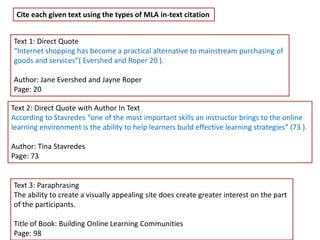 Mla intext citations | PPT