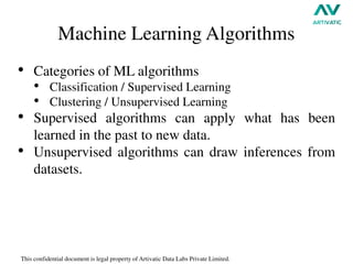 Machine Learning Session by Artivatic AI Data Labs | PPT