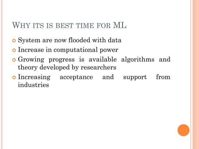 Machine Learning(ML) and its industrial importance | PPT