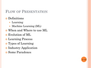 Machine Learning(ML) and its industrial importance | PPT