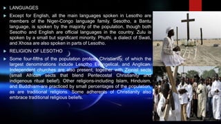 Lesotho history, Basotho languages, Basotho mode of transport | PPTX