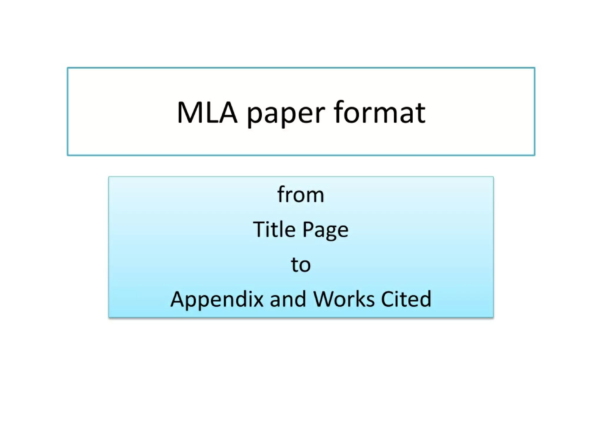 MLA Paper Format | PPT
