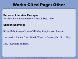 MLA PowerPoint from Purdue University PPT