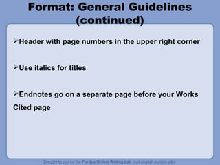 MLA PowerPoint from Purdue University | PPT