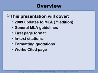 MLA Format 7th Edition | PPT