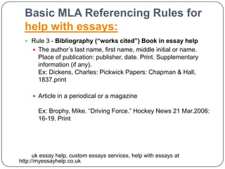 http://myessayhelp.co.uk - MLA Referencing Style | PPTX