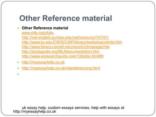 http://myessayhelp.co.uk - MLA Referencing Style | PPTX