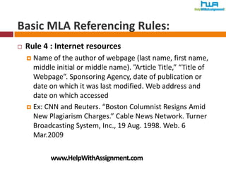 Mla Referencing Style | PPTX | Education