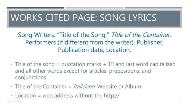 MLA Song Lyrics.pptx | Poetry | Books and Literature
