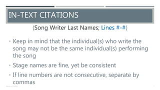 MLA Song Lyrics.pptx | Poetry | Books and Literature