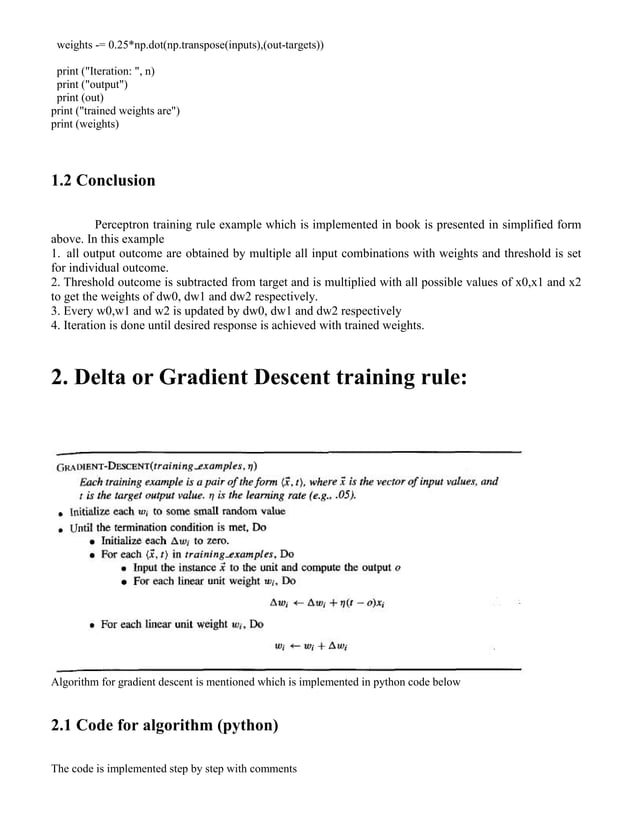 weights training of perceptron (using 3 training rules) | PDF