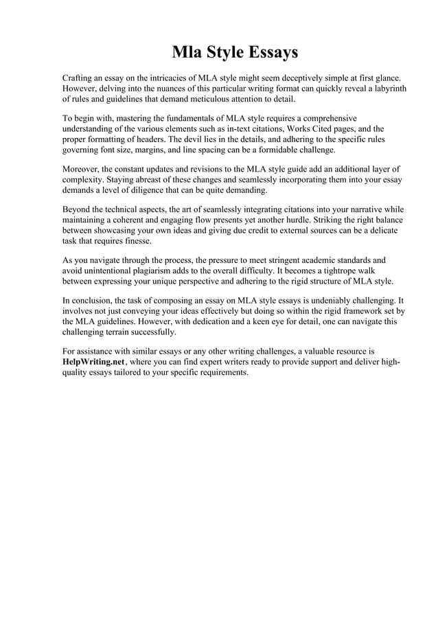 Mla Style Essays | PDF
