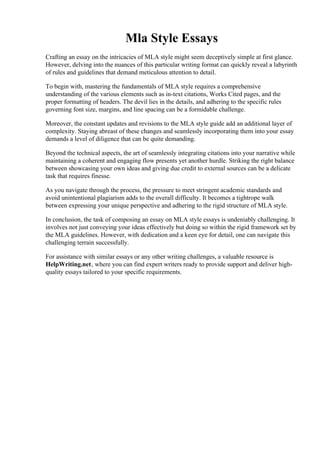 Mla Style Essays | PDF