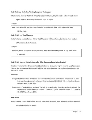 MLA Style Guide (Updated Nov 2013) | DOCX | Books and Literature