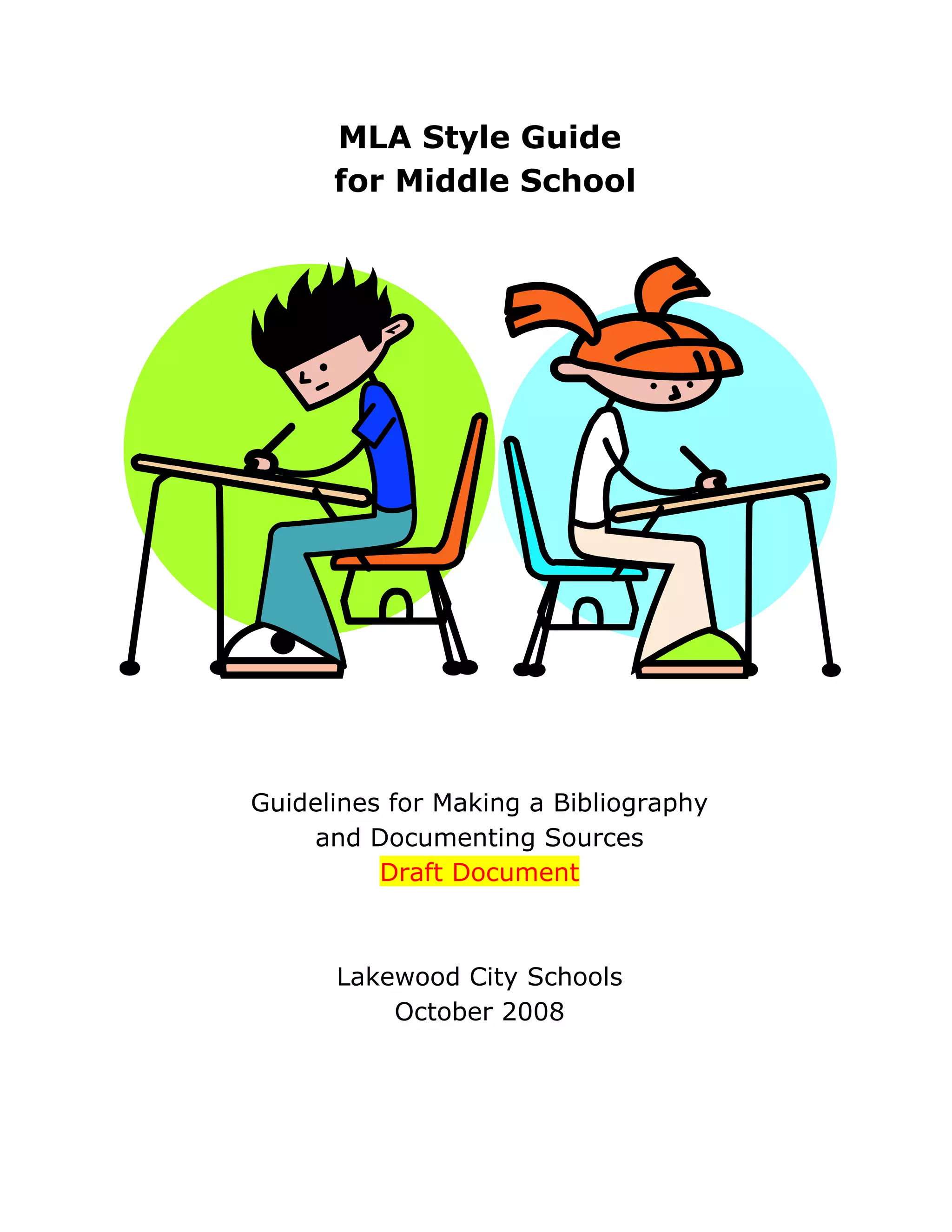 Mla style guide for middle schools -guidelines for making a ...