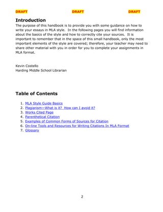 Mla style guide for middle schools -guidelines for making a ...