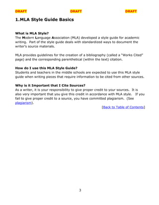 Mla style guide for middle schools -guidelines for making a ...