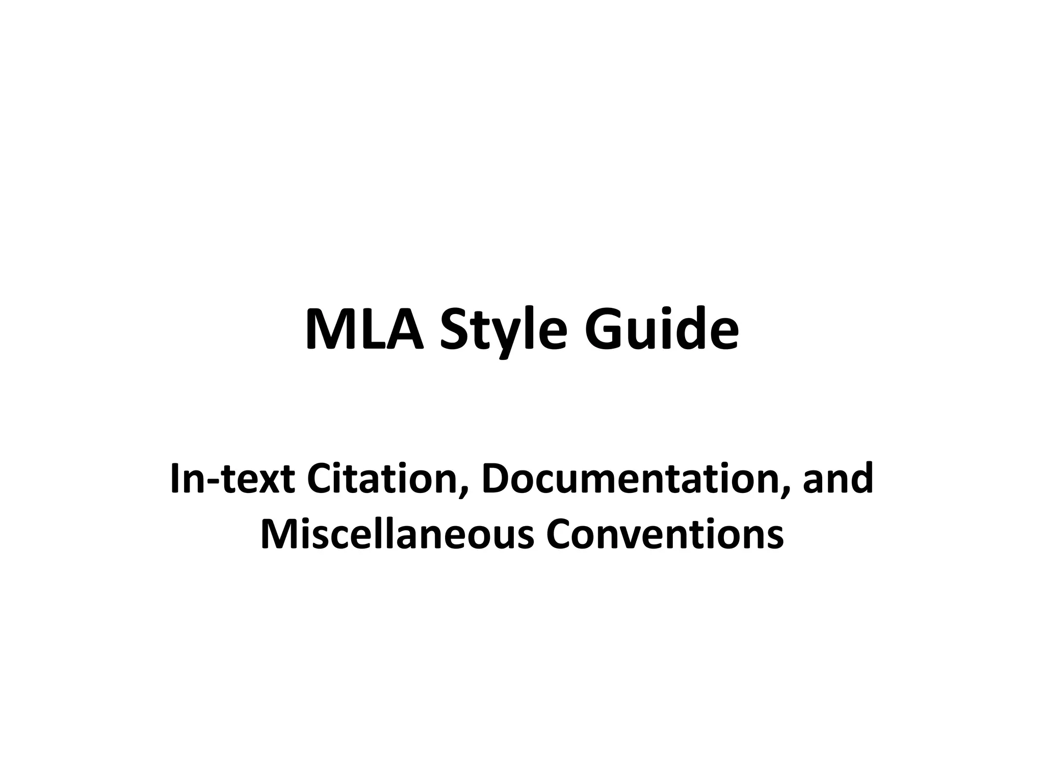 MLA style guide seminar | PPT