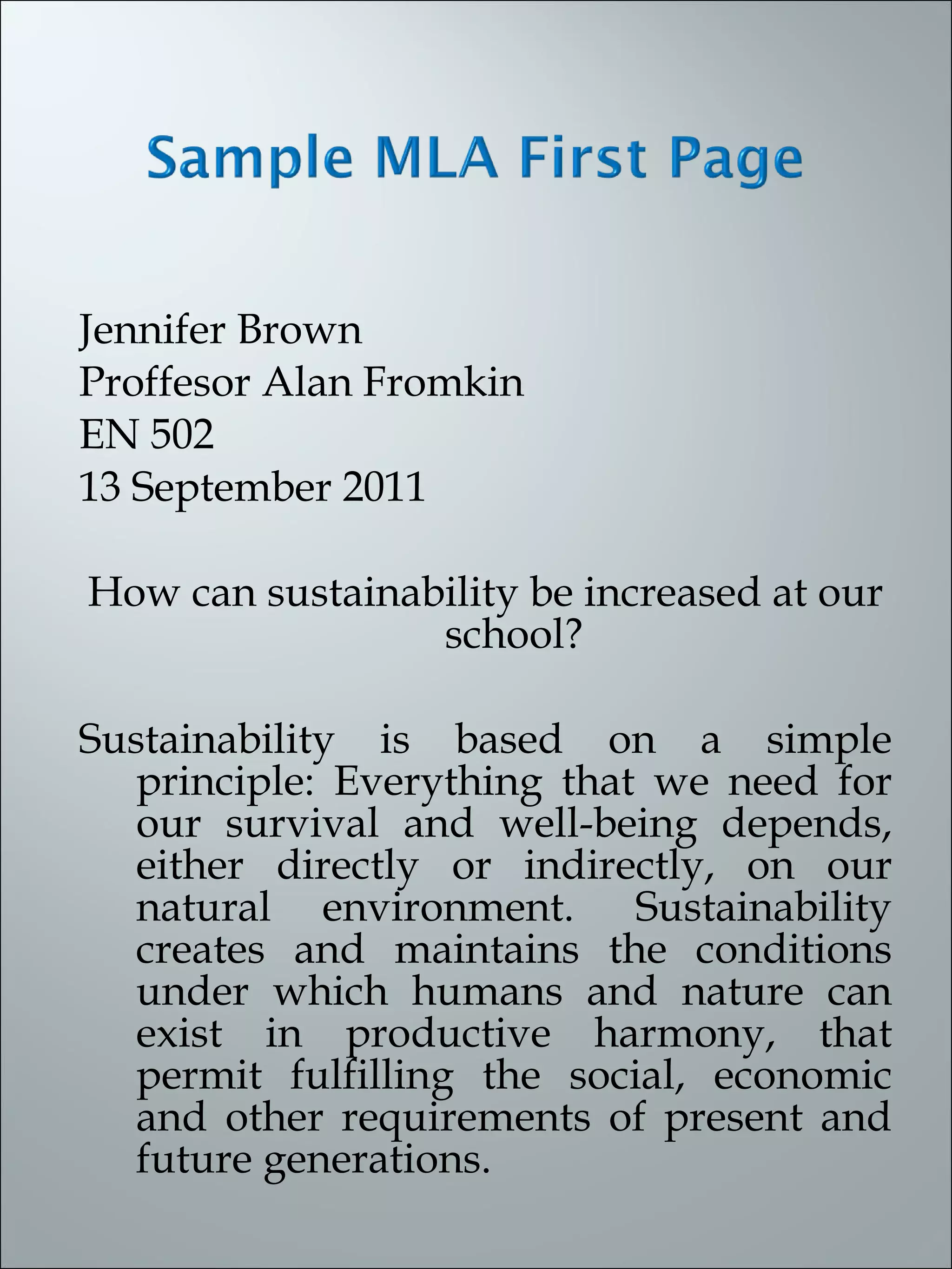 Mla title page step by step | PPT