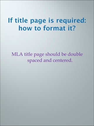 Mla title page step by step | PPT