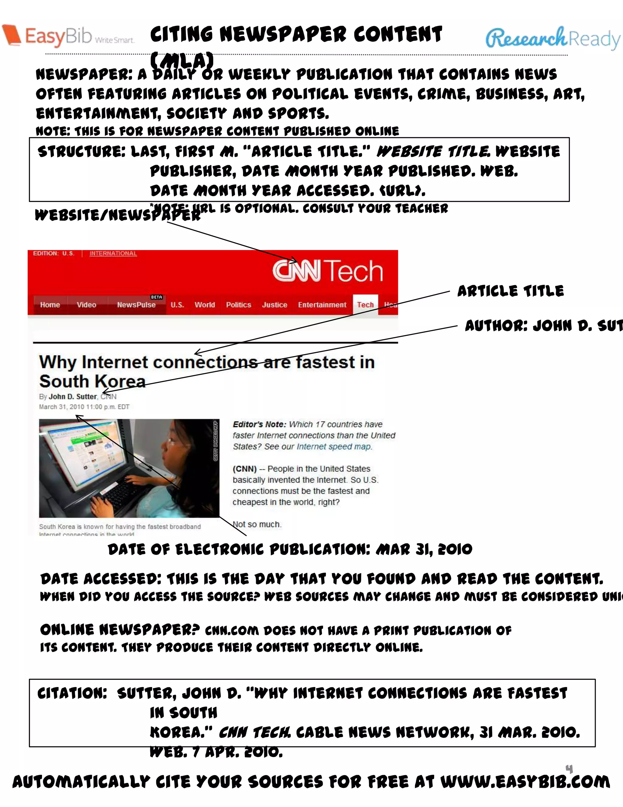 MLA 7 Visual Guide - Newspaper | PDF