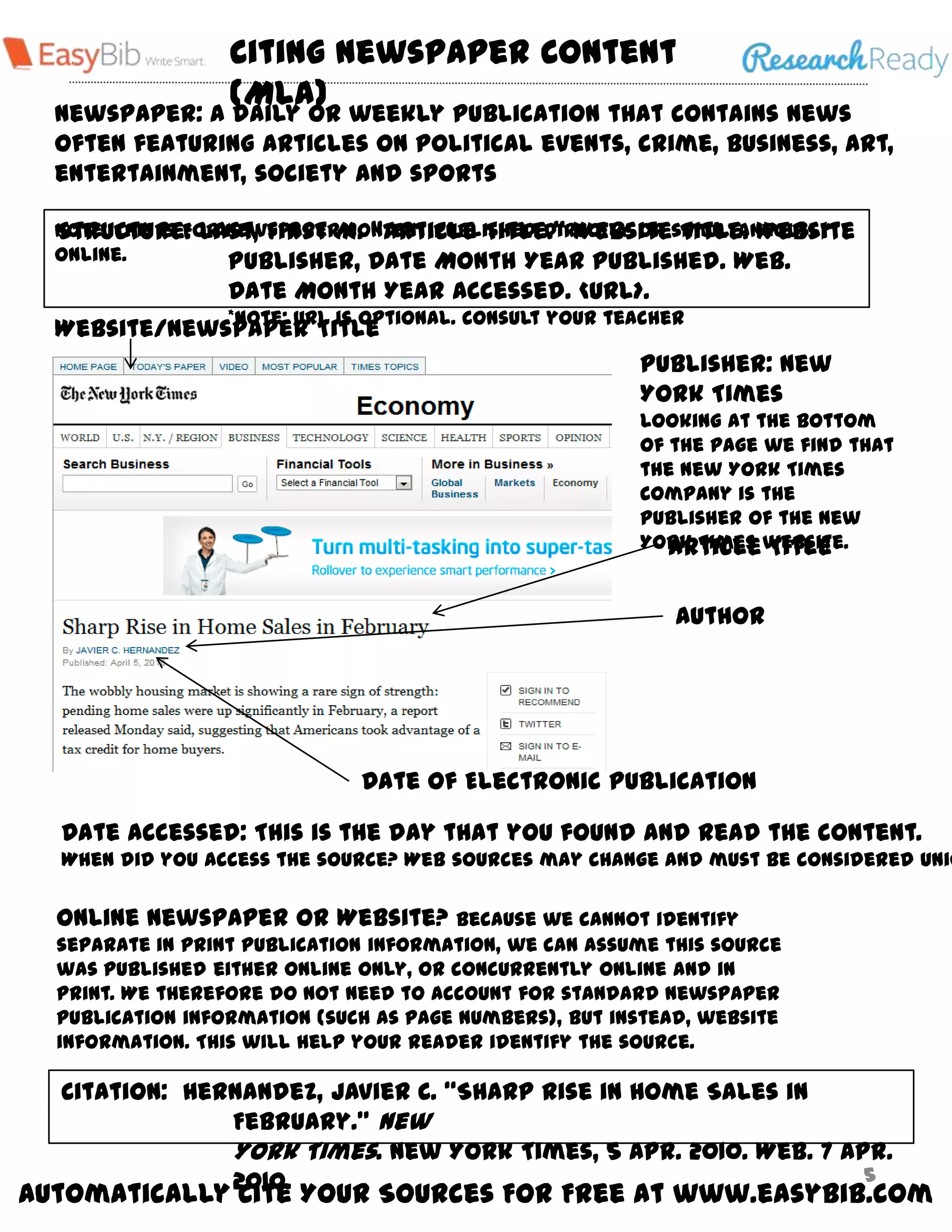 MLA 7 Visual Guide - Newspaper | PDF