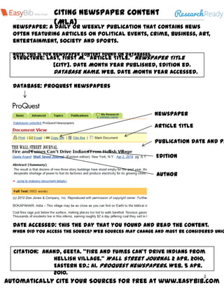 MLA 7 Visual Guide - Newspaper | PPTX