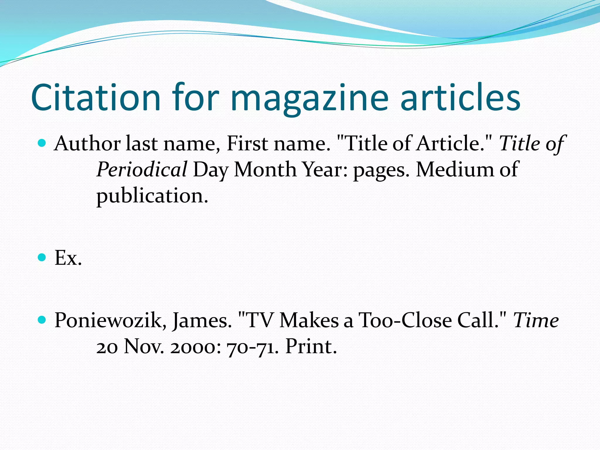 MLA Citations and Formatting Basics | PPT