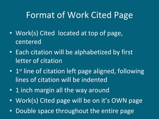 MLA work(s) cited page | PPT | Resume Writing and Advice | Job Search