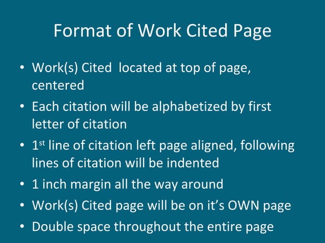 MLA work(s) cited page | PPT | Resume Writing and Advice | Job Search