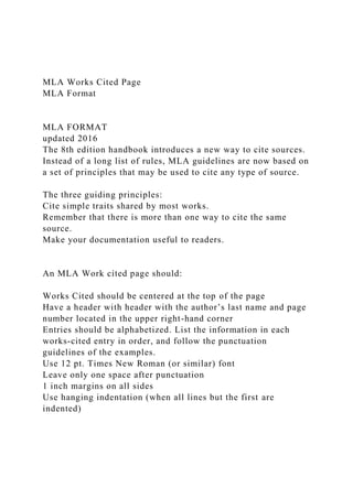 MLA Works Cited PageMLA FormatMLA FORMAT updated 2016.docx