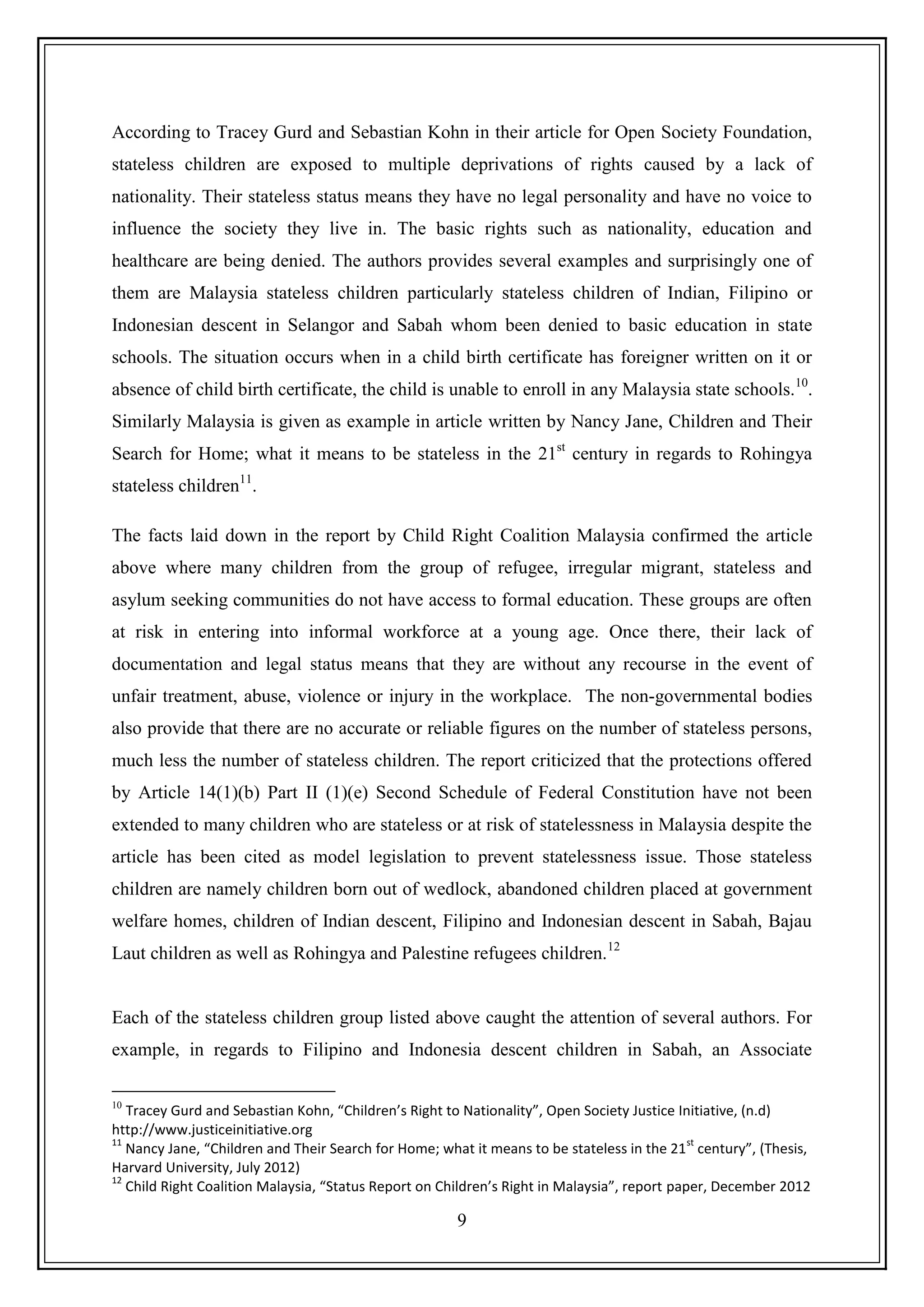 Malaysia stateless children | PDF