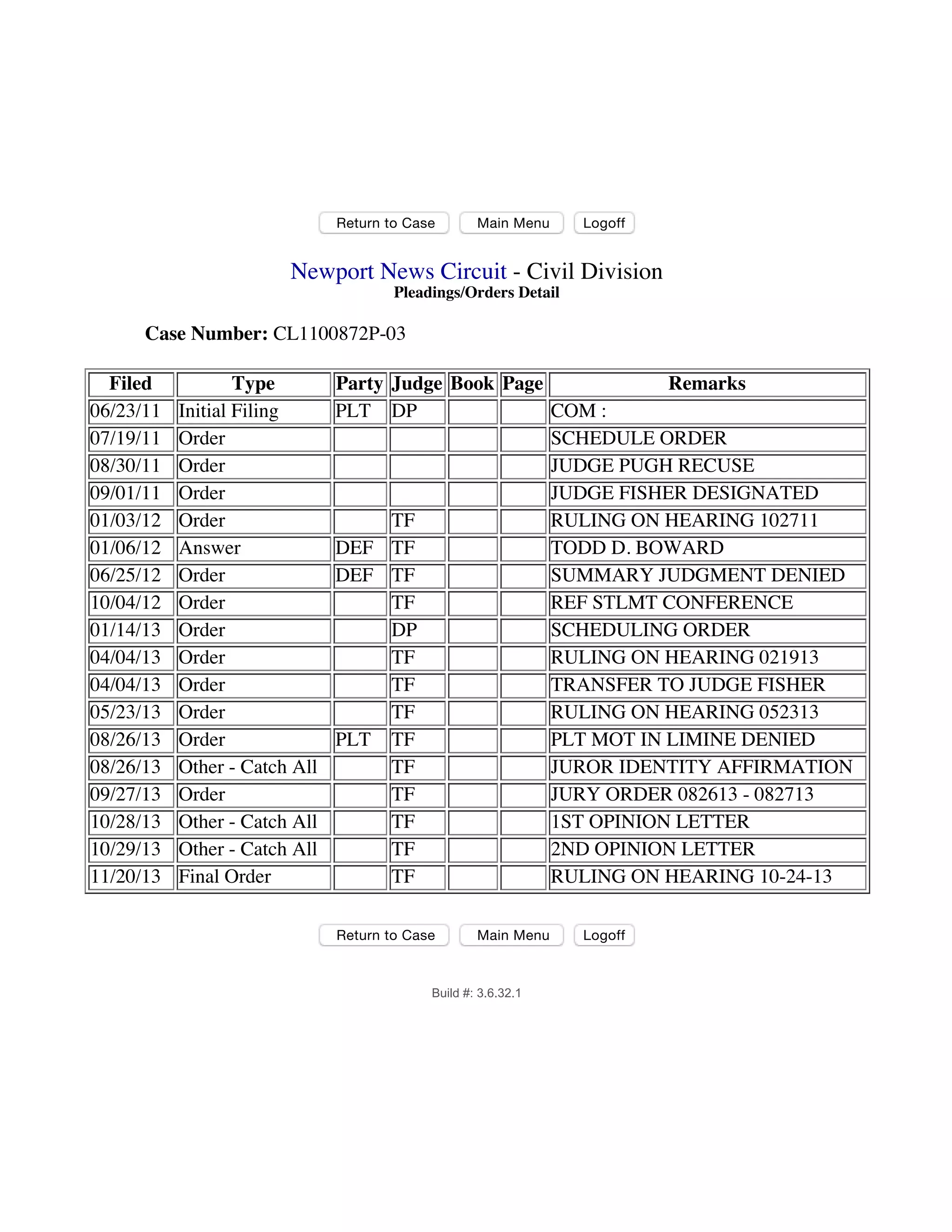Case File Log Swanenburg v. Boward | PDF
