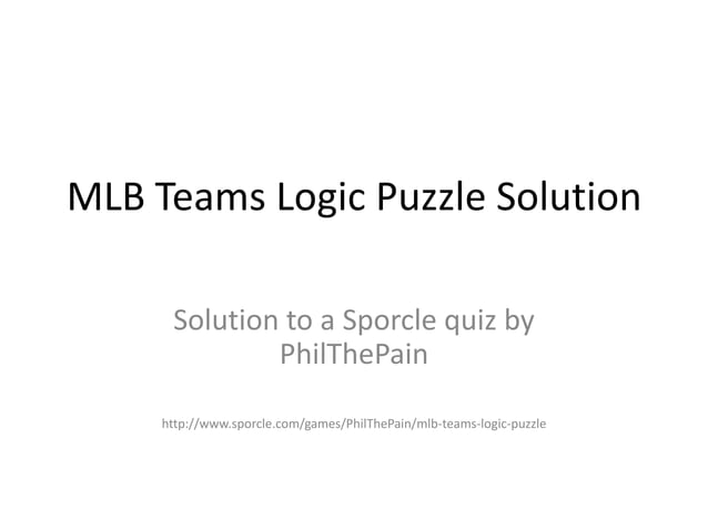 MLB Teams Logic Puzzle Solution | PPT | Baseball | Sports