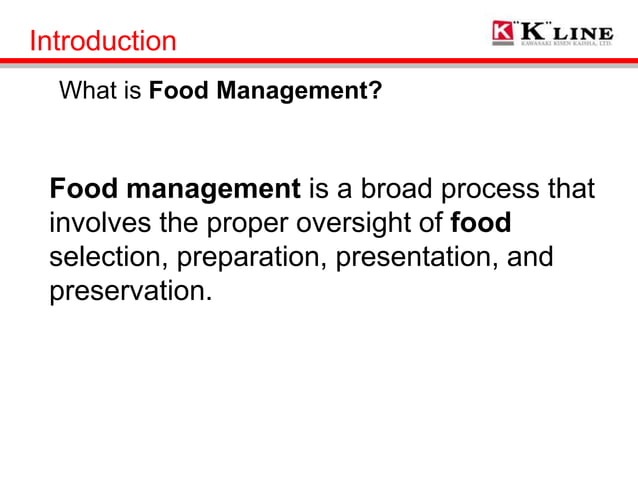 Mlc and food management | PPTX | Food & Drink