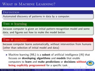 Course Title: Introduction to Machine Learning Chapter, One ...